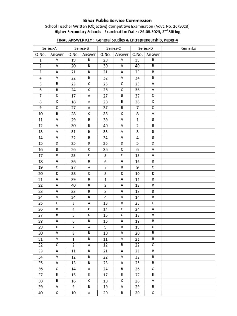 Eps Ans Key | PDF | Educational Institutions | Student Assessment And ...
