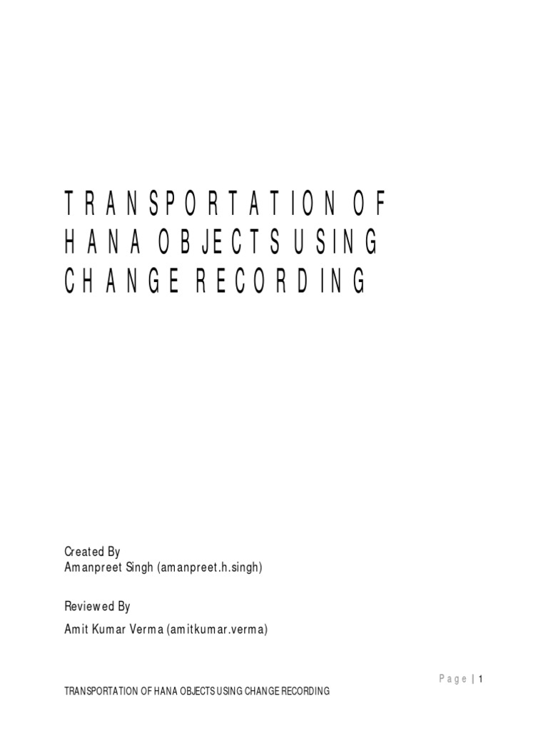 Transportation of Hana Objects Using Change Recording | PDF | Computer ...