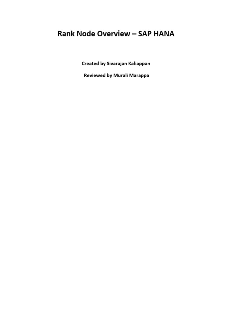 Rank Node Overview In Sap Hana Pdf Parameter Computer Programming Data Management