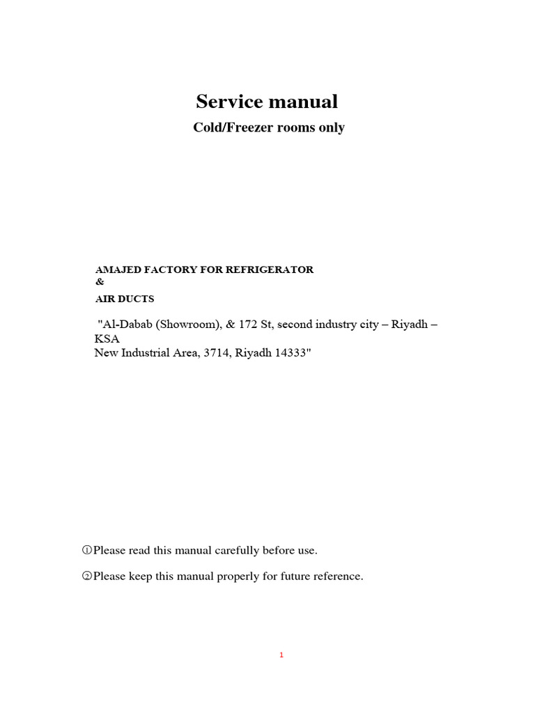 Service Manual For Cold Rooms | PDF | Electrical Engineering | Building ...