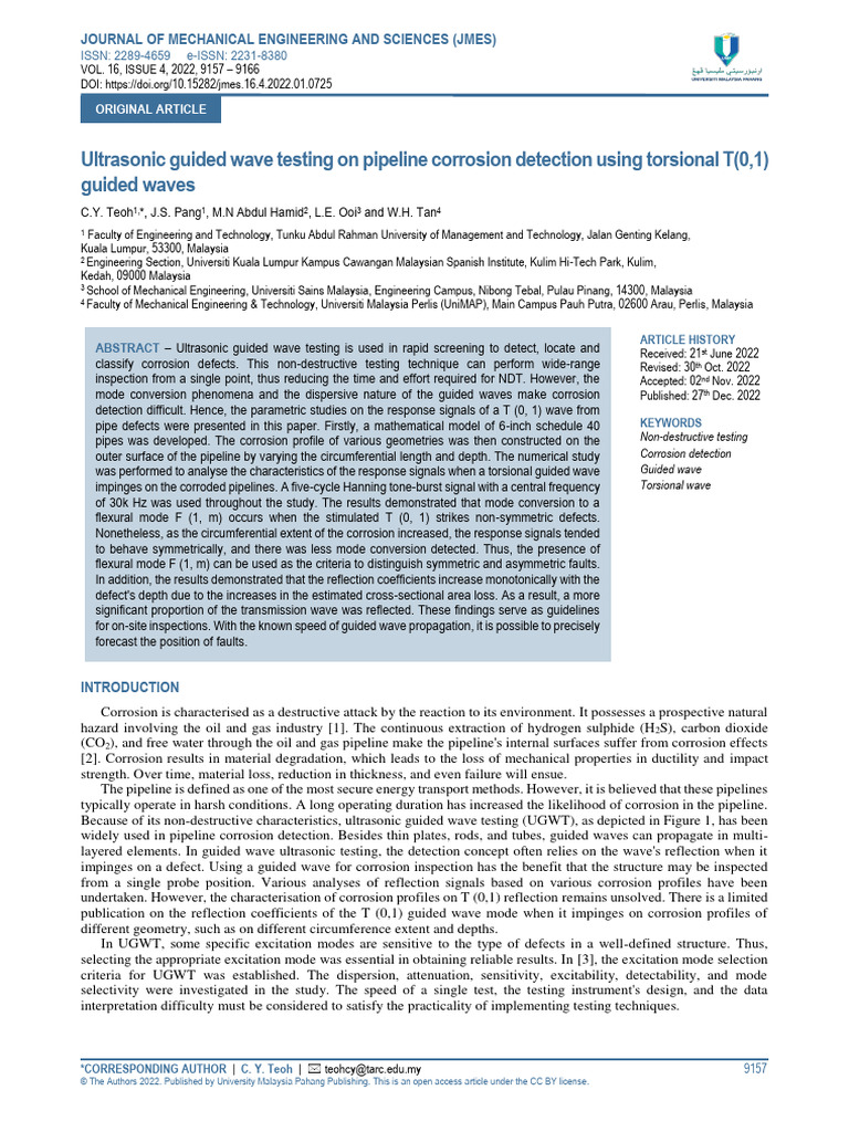 Ultrasonic Guided Wave Testing On Pipeline Corrosi | PDF | Waves ...