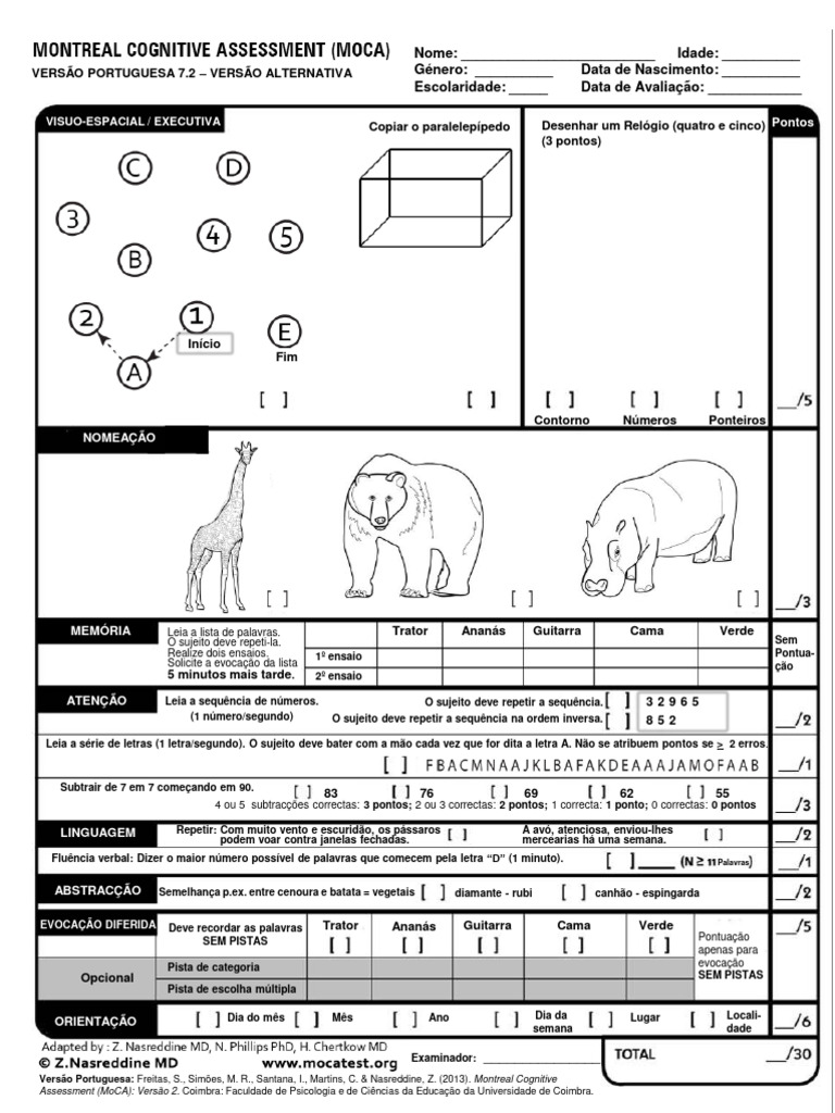 MoCA-Test-Portuguese_versãoalternativa1 | PDF