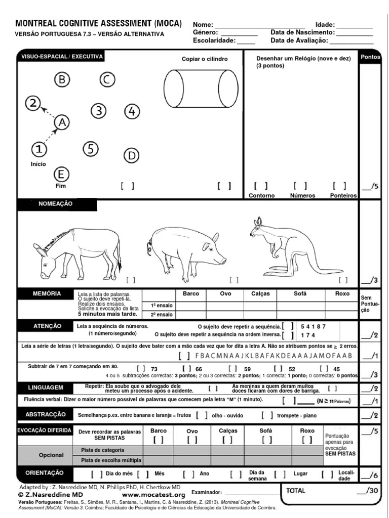 MoCA Test Portuguese - Versãoalternativa2 | PDF
