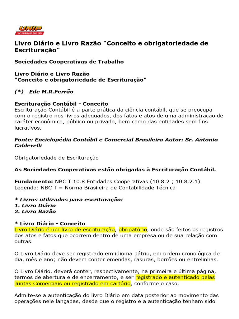 II Livro Diário - Livro Razão | PDF | Contabilidade | Escrituração contábil