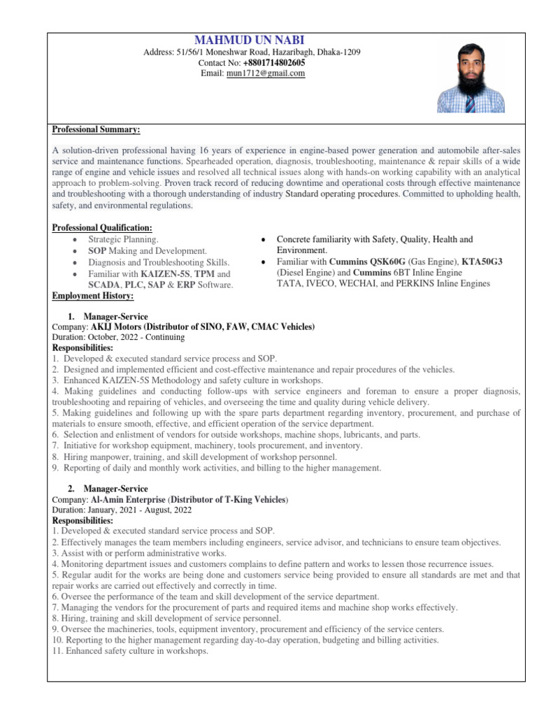 Resume - Mahmud Un Nabi | PDF | Systems Engineering | Business Resume - Mahmud Un Nabi | PDF | Systems Engineering | Business