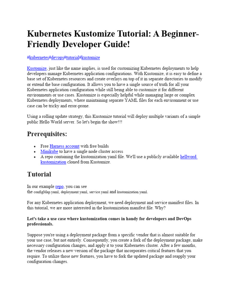 Kubernetes Kustomize Tutorial | PDF | Web Server | Internet & Web