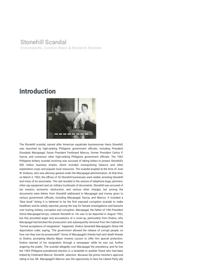 Stonehill Scandal - Most Up-to-Date Encyclopedia, News & Reviews | PDF ...