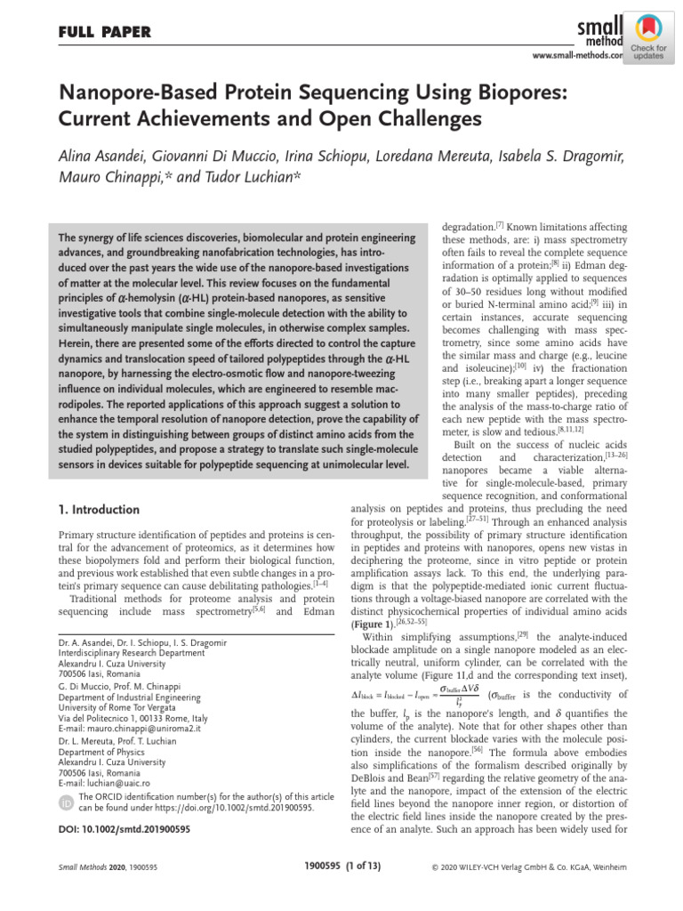 10 1002@smtd 201900595luchian | PDF | Proteins | Amino Acid