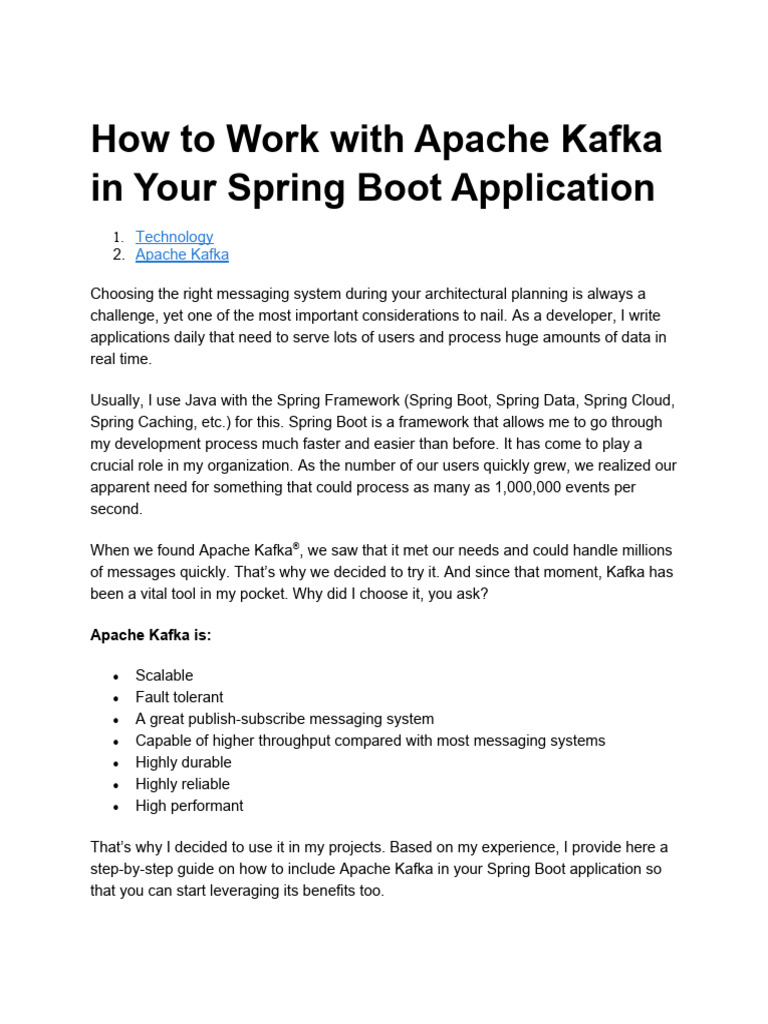 Apache Kafka in Spring Boot Application | PDF | Spring Framework | Zip ...