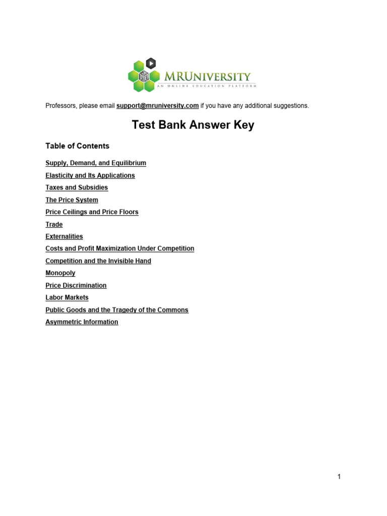 Micro AnswerKey PDF | PDF | Economics | Financial Economics Micro AnswerKey PDF | PDF | Economics | Financial Economics