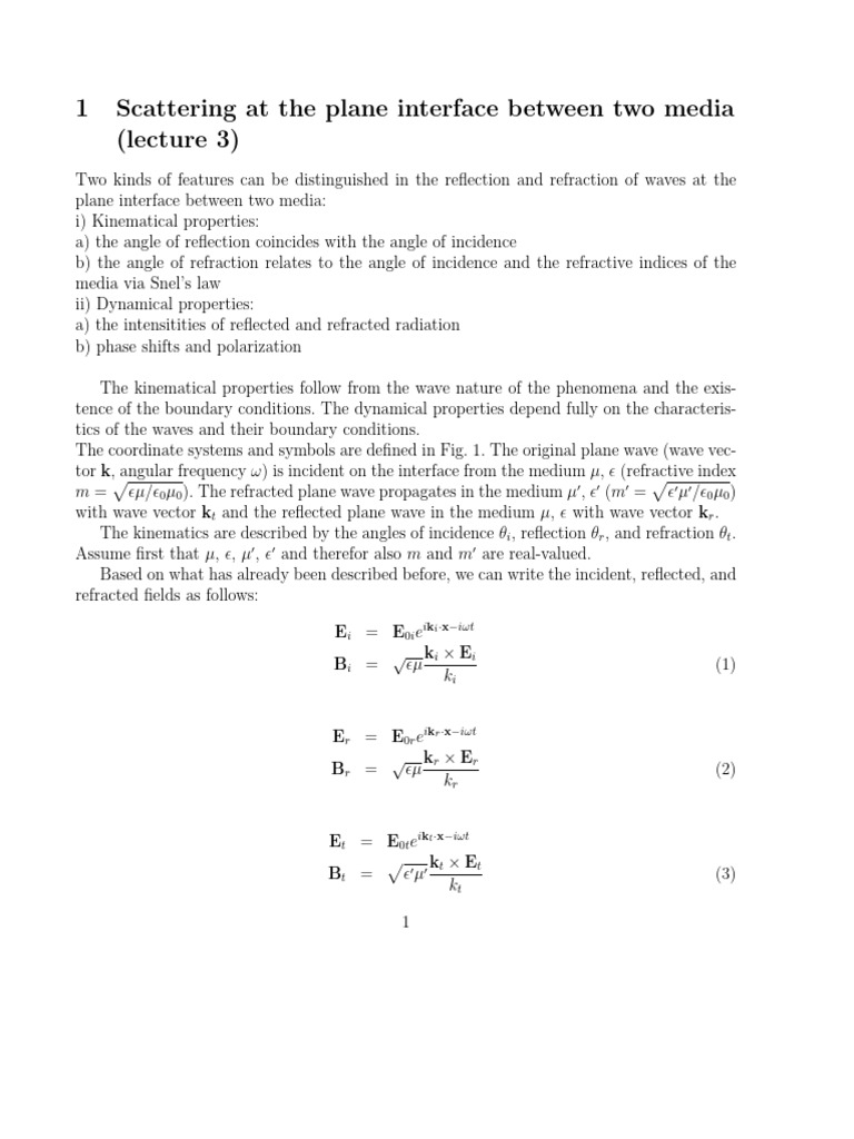 Lect 02 | PDF | Waves | Refraction Lect 02 | PDF | Waves | Refraction