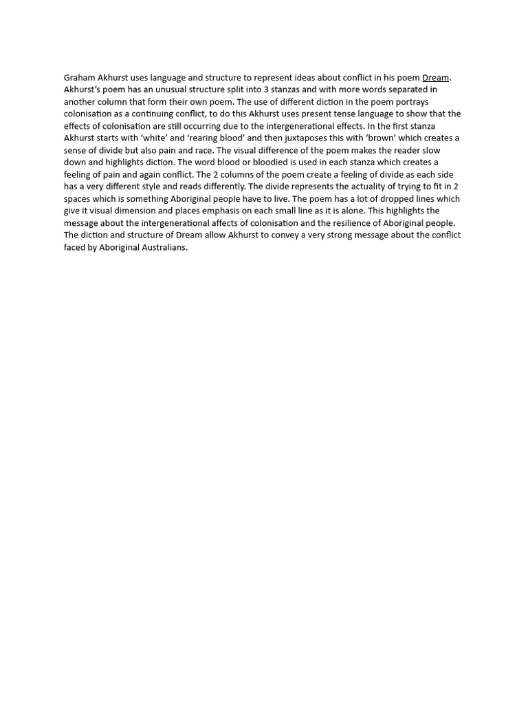 Conflict in Graham Akhurst's "Dream" | PDF