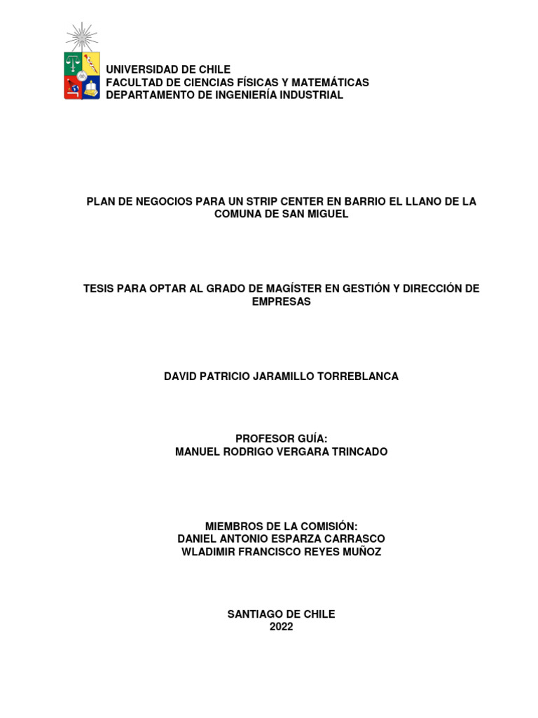 Plan de Negocios Strip Center San Miguel | PDF | Marketing | Economias