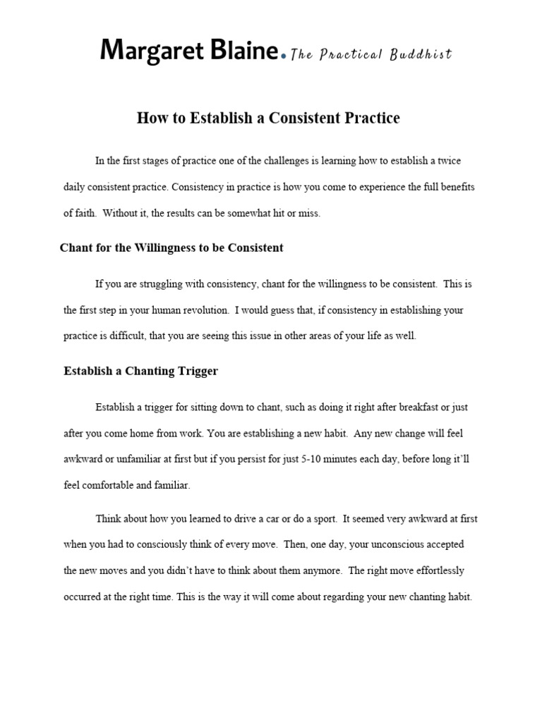 How To Establish A Consistent Practice | PDF