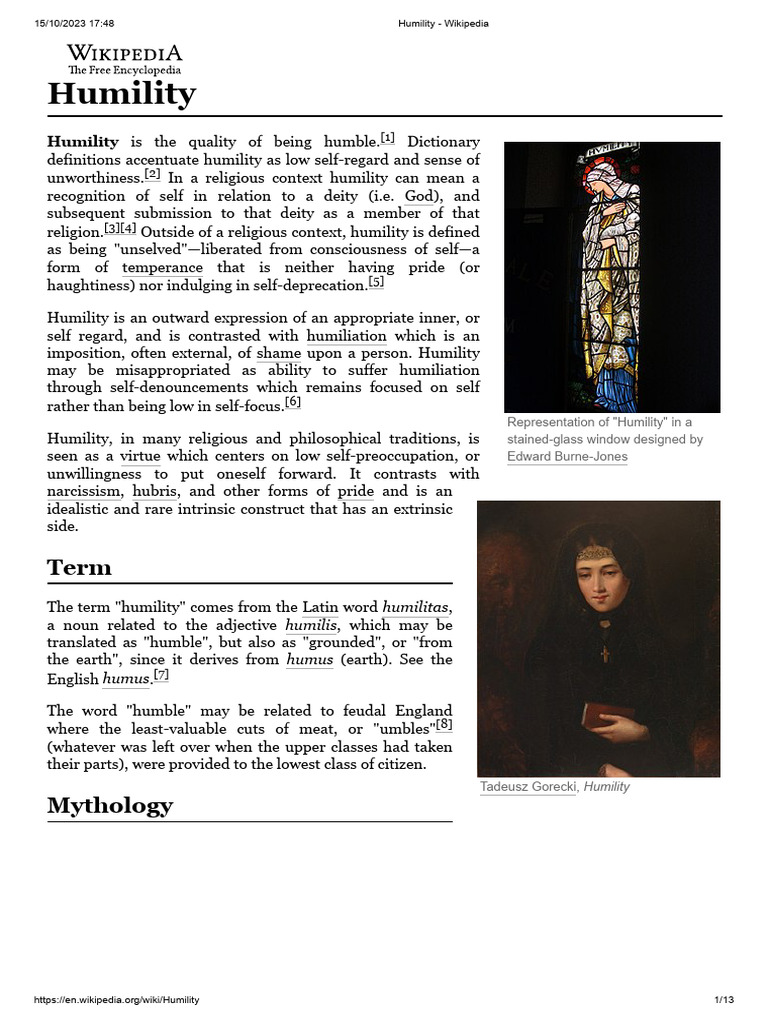 Humility - Wikipedia | PDF | Humility | Religious Belief And Doctrine