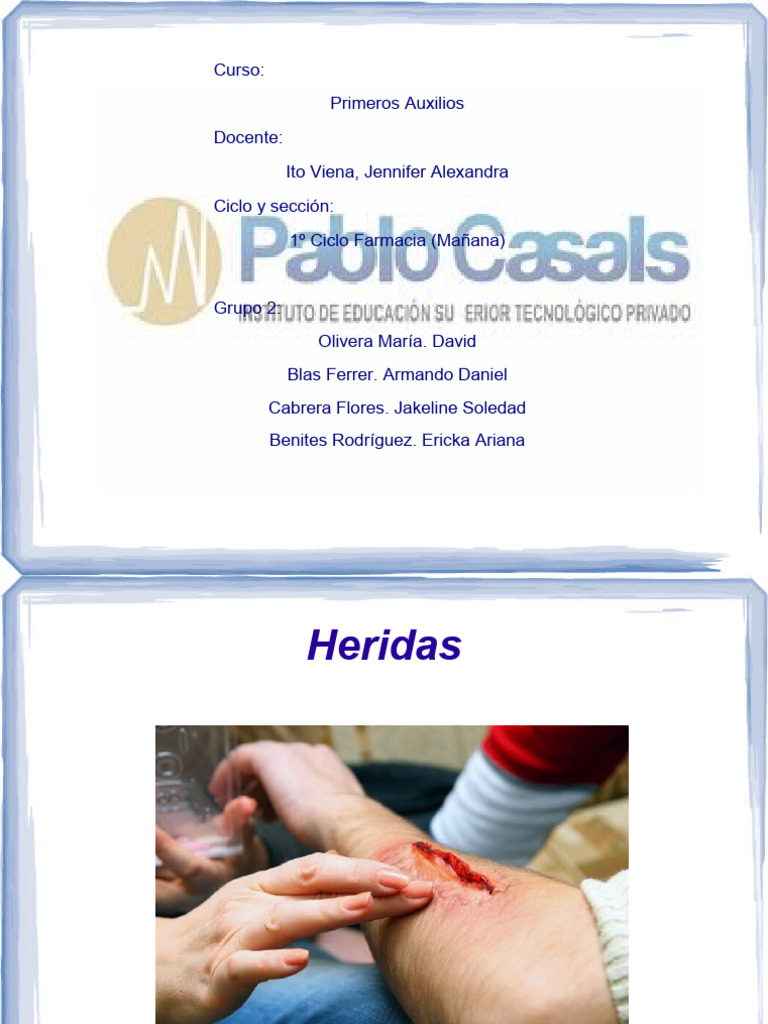 Grupo nº2 - Heridas | PDF | Herida | Enfermedades y trastornos