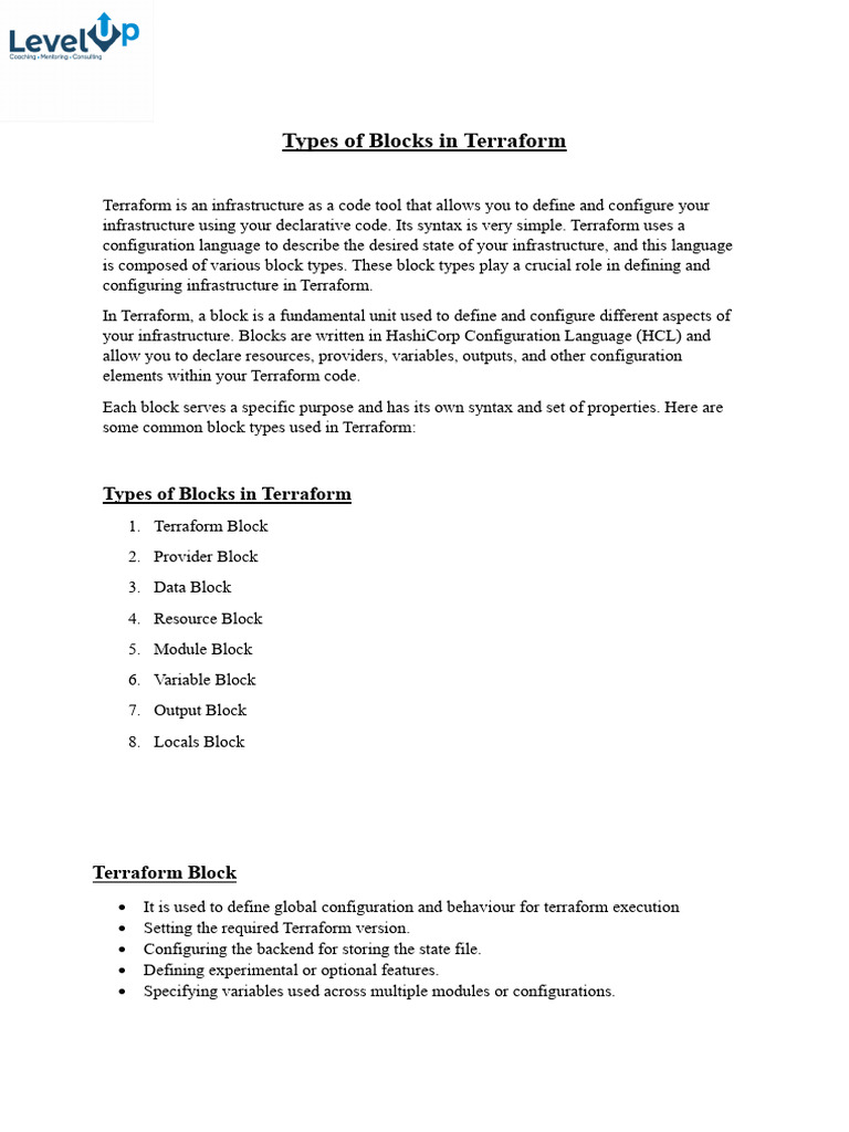 Types of Blocks in Terraform | PDF | Variable (Computer Science ...