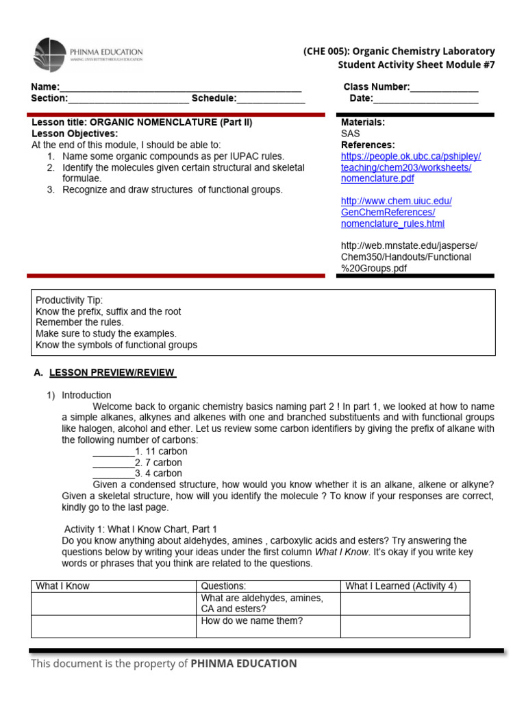 CHE 005 Lec SAS Days 18 19 | PDF | Carboxylic Acid | Molecules