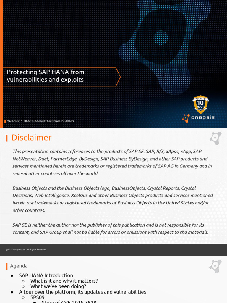 Tr17 Protecting Sap Hana From Vulnerabilities And Exploits Pdf Password User