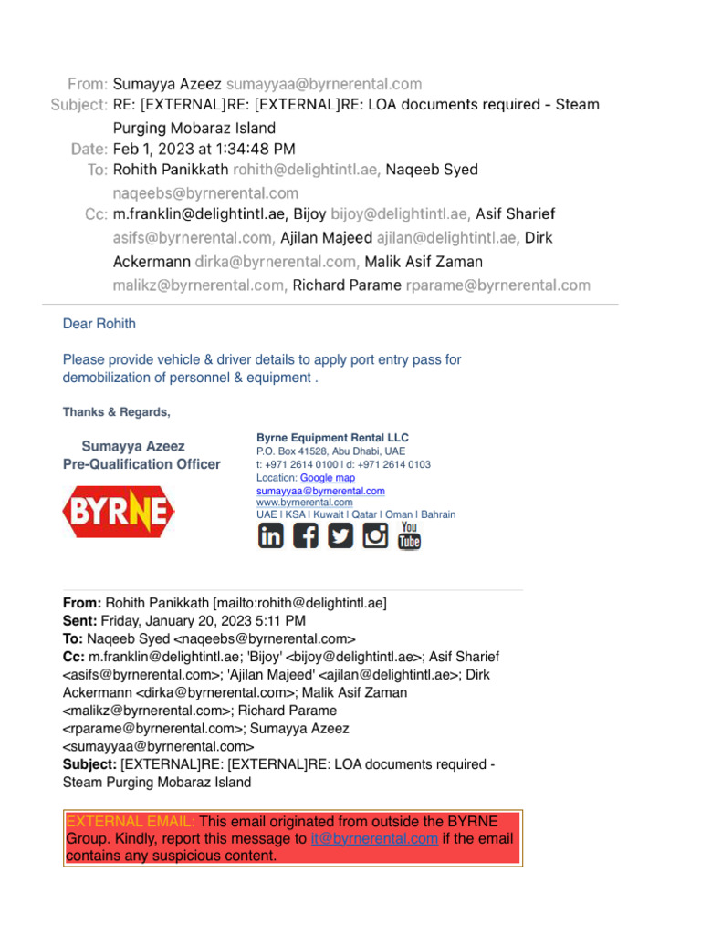 RE (EXTERNAL) RE (EXTERNAL) RE LOA D Required - Steam Purging Mobaraz Island | PDF | United Arab ...