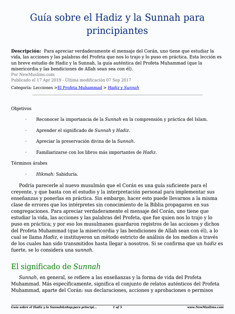 Introducción a Hadiz y Sunnah | PDF | Hadith | Mahoma