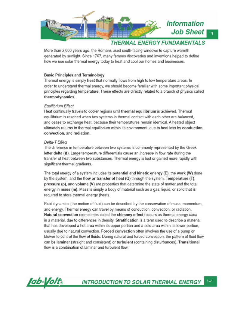 Intro To Solar Thermal Lab Volt Book With Job Sheets | PDF | Heat ...