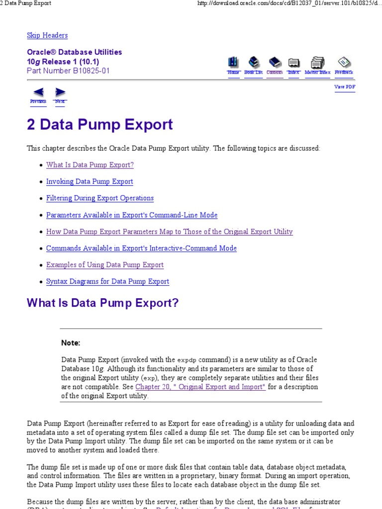2 Data Pump Export Command Line Interface Oracle Database Free 30 Day Trial Scribd