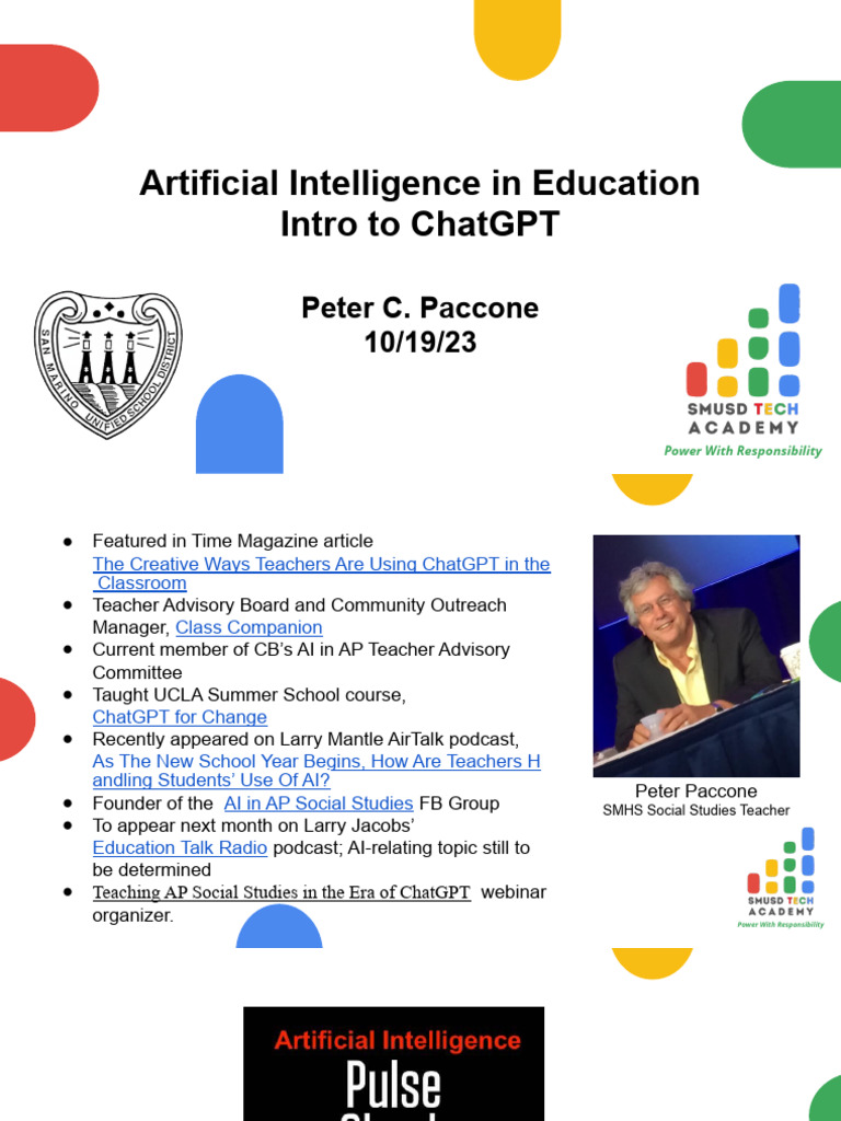 My Intro To ChatGPT Slideshow | PDF | Lesson Plan | Artificial Intelligence