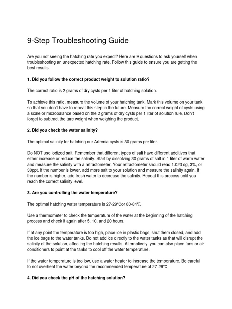 9 Step Troubleshooting Guide 1 | PDF | Sodium Hydroxide | Water