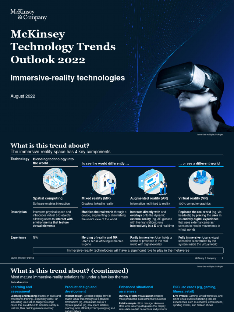 Mckinsey Tech Trends Outlook 2022 Immersive Reality | PDF | Augmented Reality | Virtual Reality