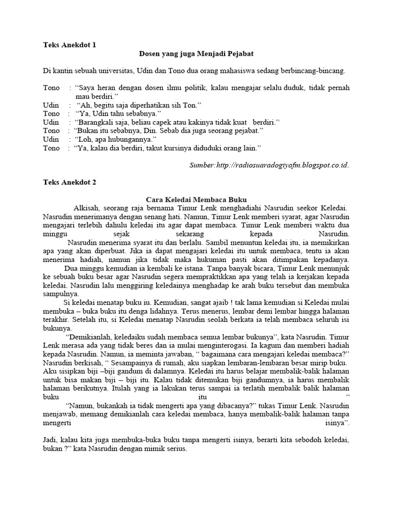 Makna Tersirat Teks Anekdot | PDF