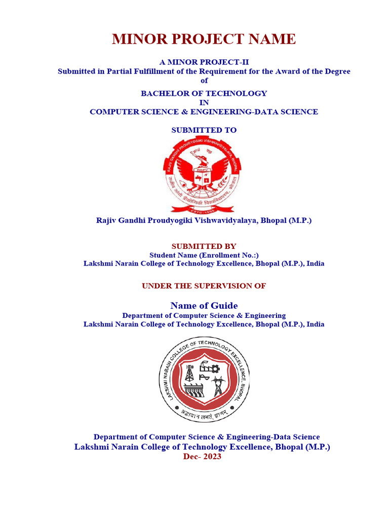 Cover - Page Final Minor Project | PDF