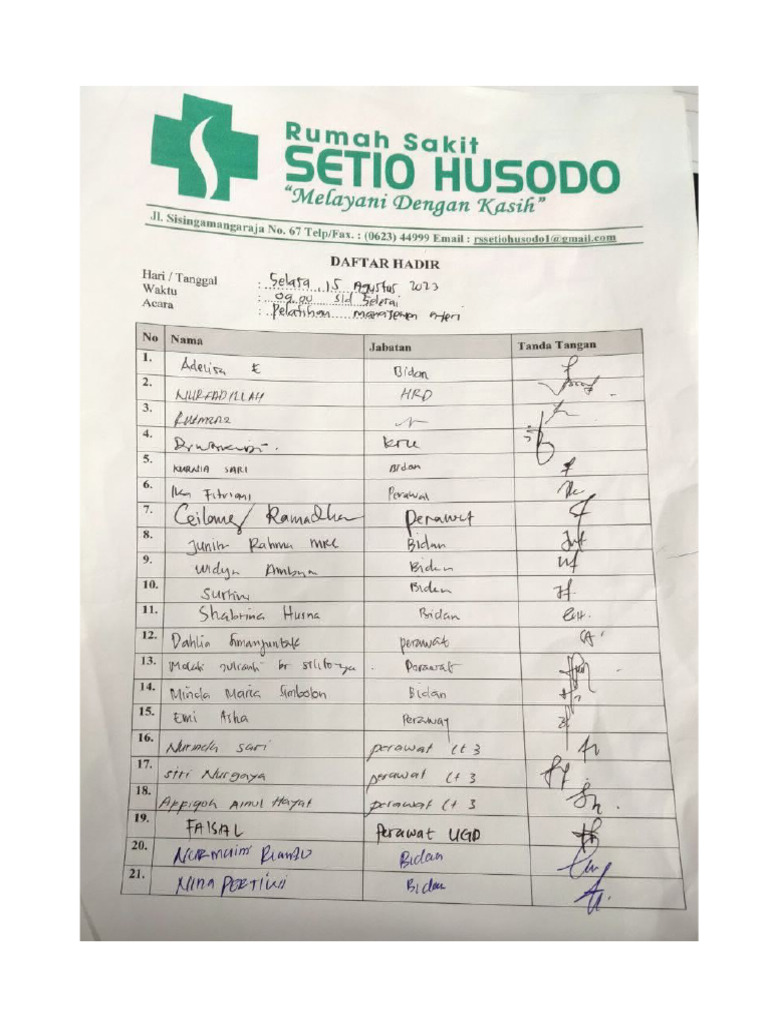 DAFTAR HADIR Managemen Nyeri | PDF