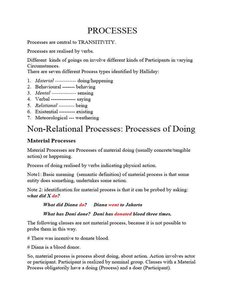 Understanding Process Types in Transitivity | PDF | Verb | Linguistic ...