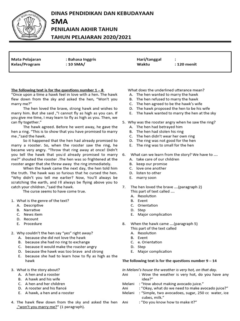 Soal PAT Kelas 10 SMA - Bahasa Inggris | PDF | Satellite | Communications Satellite