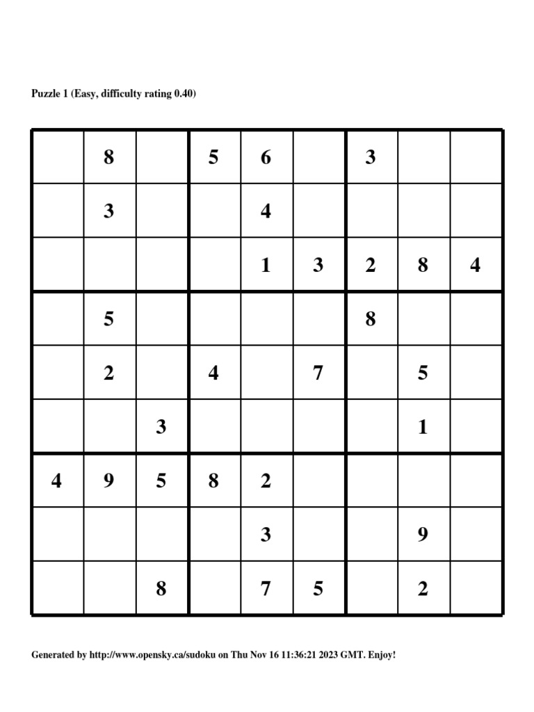 Sudoku | PDF | Puzzles | Games Of Mental Skill