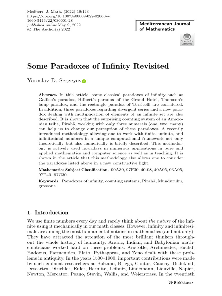 Some Paradoxes of Infinity Revisited | PDF | Axiom | Numbers