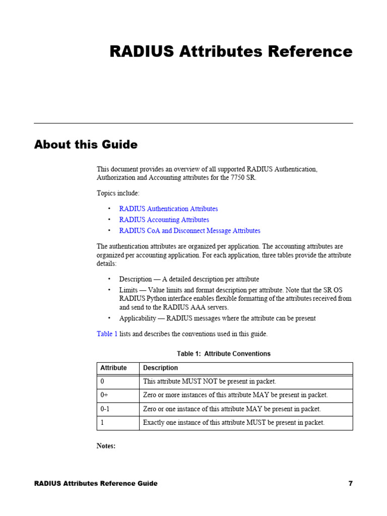 Sros Radius Attrib | PDF | Radius | I Pv6