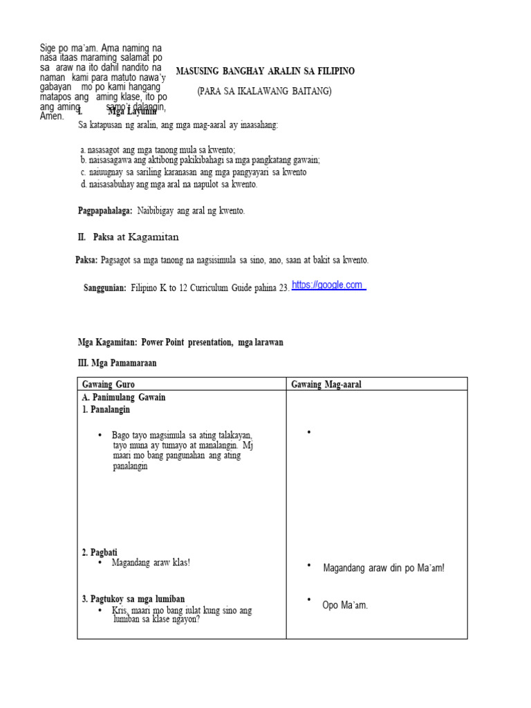 Filipino Detailed Lesson Plan Final | PDF