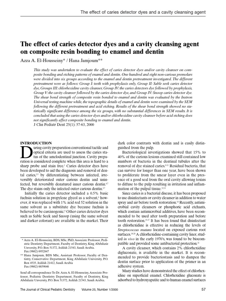 The Effect of Caries Detector Dyes and A | PDF | Tooth Enamel | Dentin