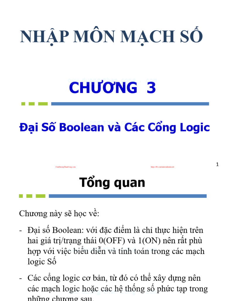 Nhap Mon Mach So Ho Ngoc Diem #3. Dai So Boolean Va Cac Cong Logic (Cuuduongthancong - Com) | PDF