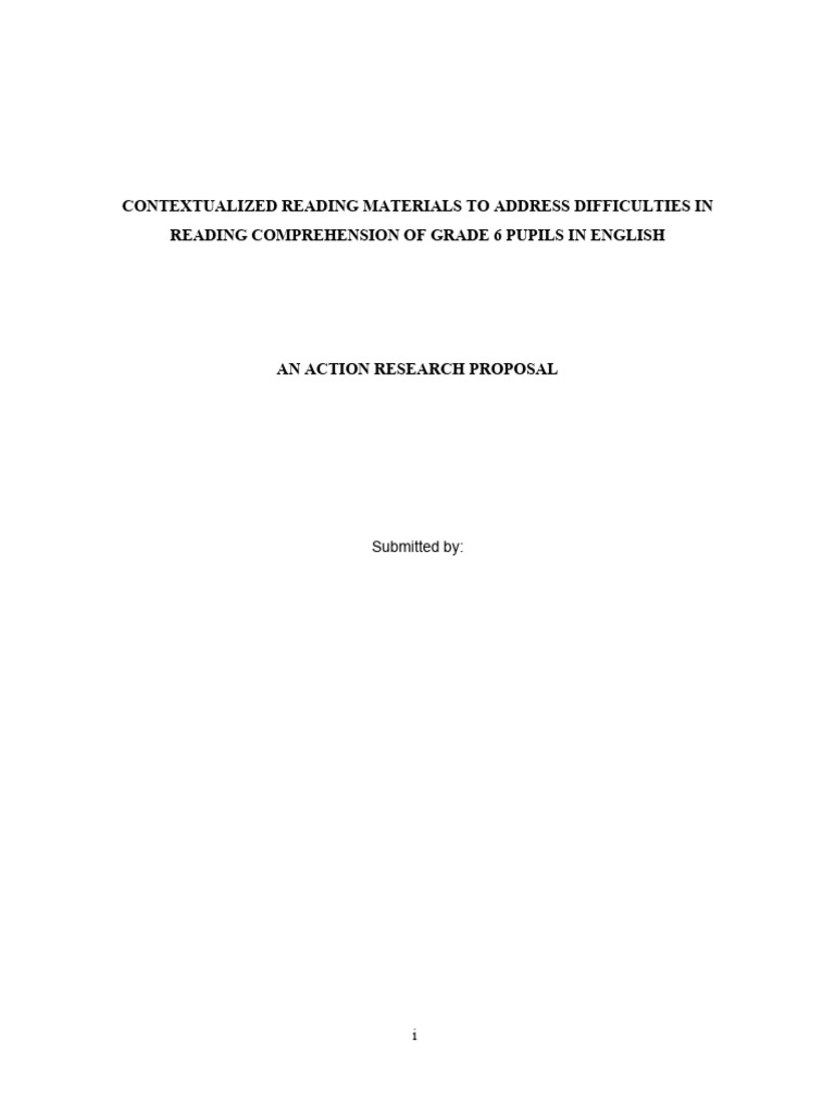 English 6 Action Research Contextualized Materials Proposal | PDF | Reading Comprehension ...