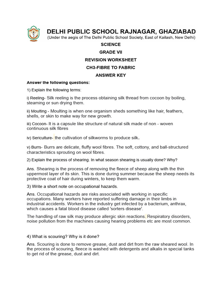 Science g7 Answer Key Rws 3 | PDF | Wool | Silk