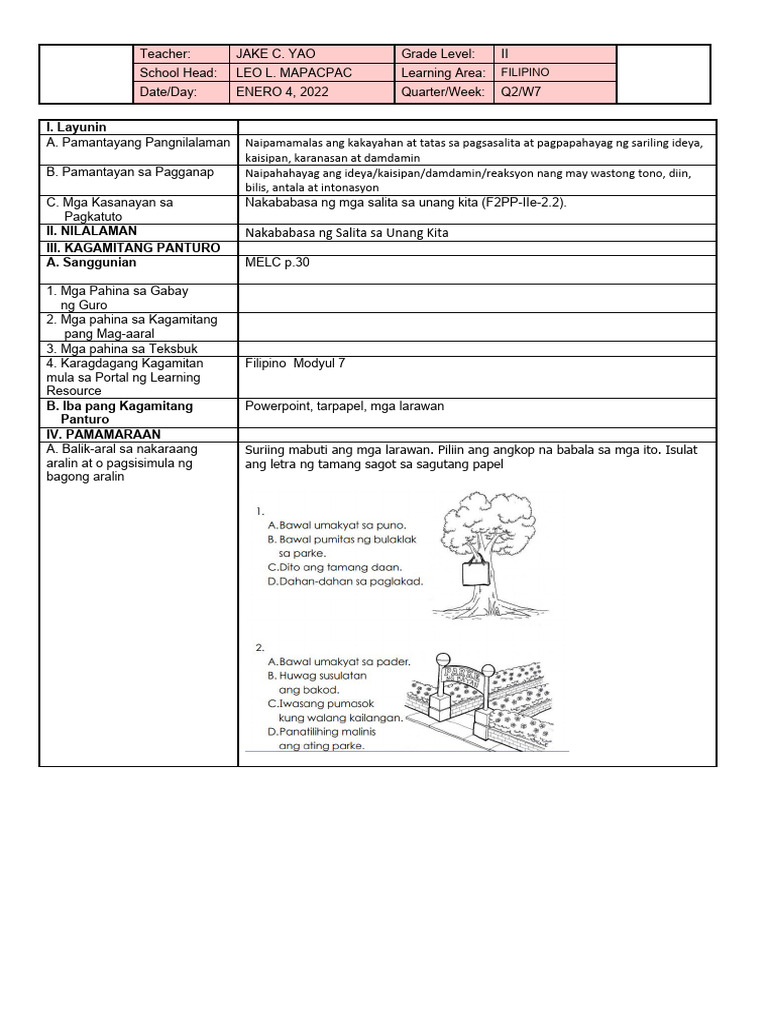 Filipino DLL Week 7 Q2 | PDF