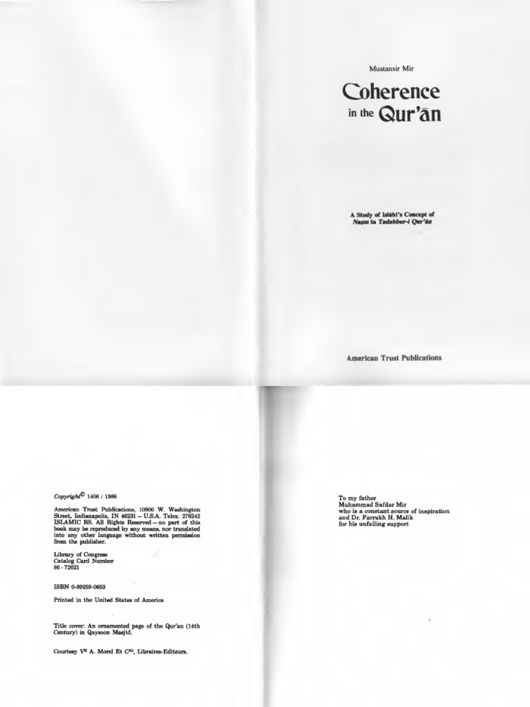 Coherence in The Quran - Mustansir Mir - Text | PDF | Islamic Texts ...