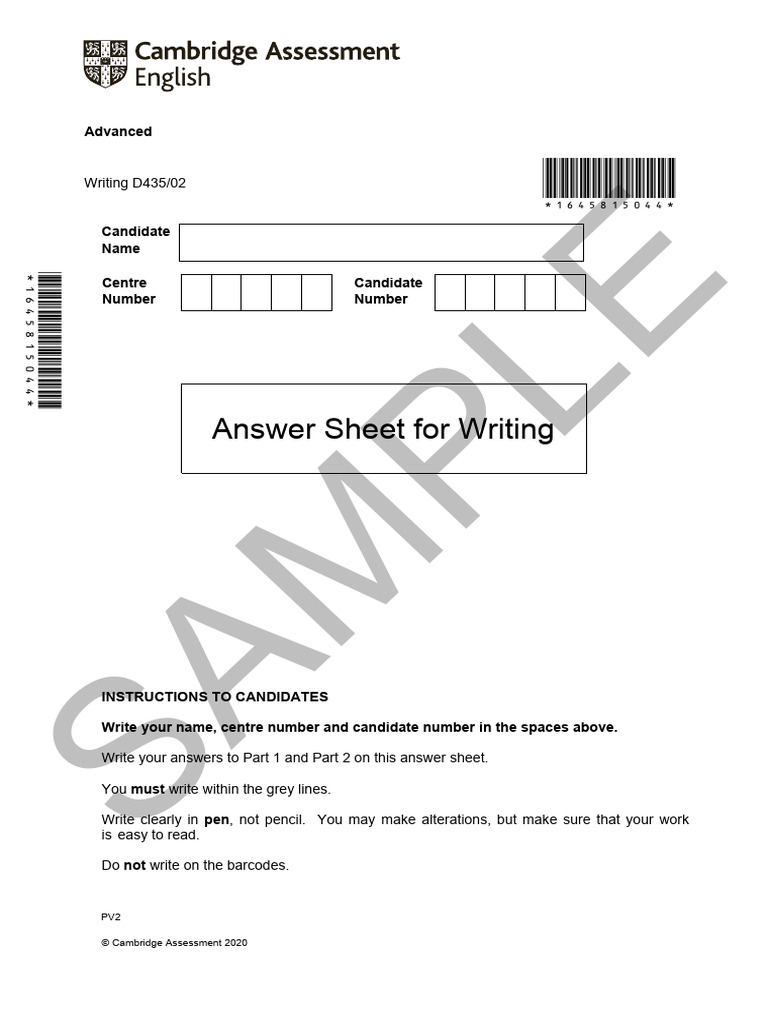 C1 Advanced Writing Answer Sheet | PDF | Tests | Data Collection