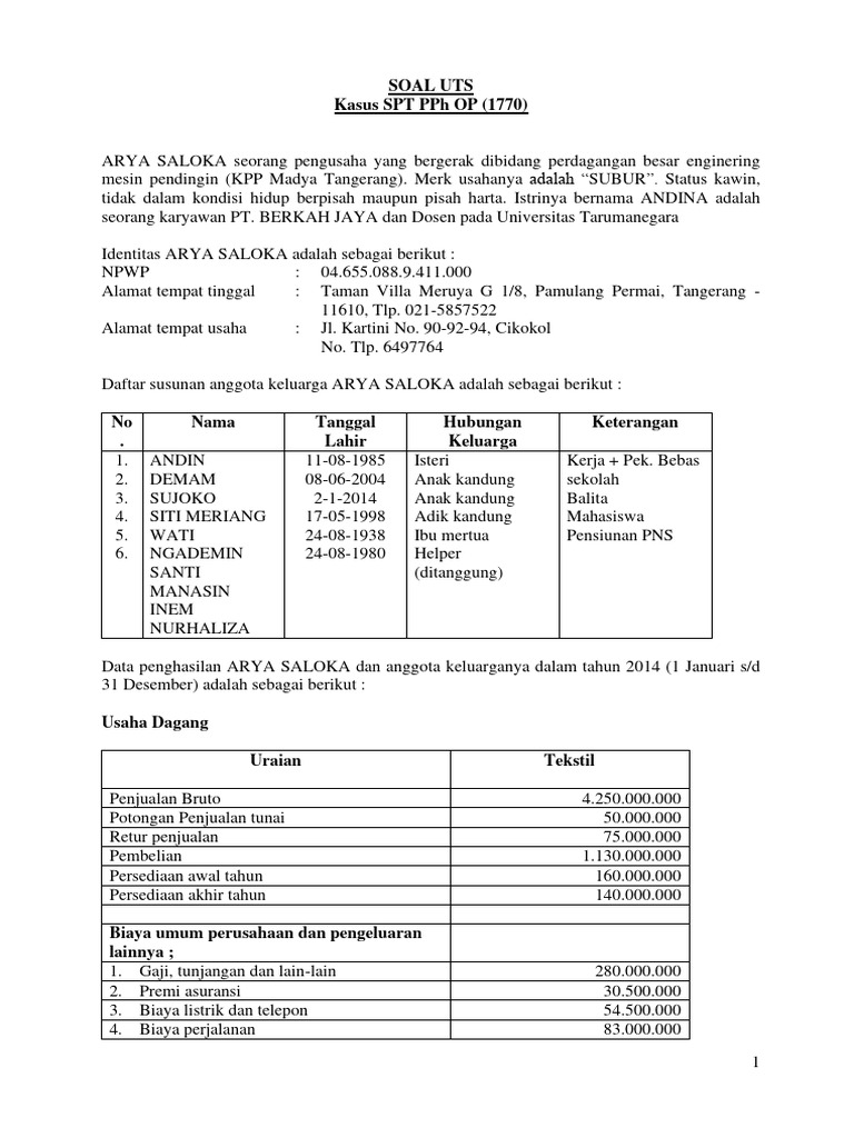 Uts Perpajakan Lanjutan Kelas 22B | PDF | Pengelolaan Keuangan & Uang