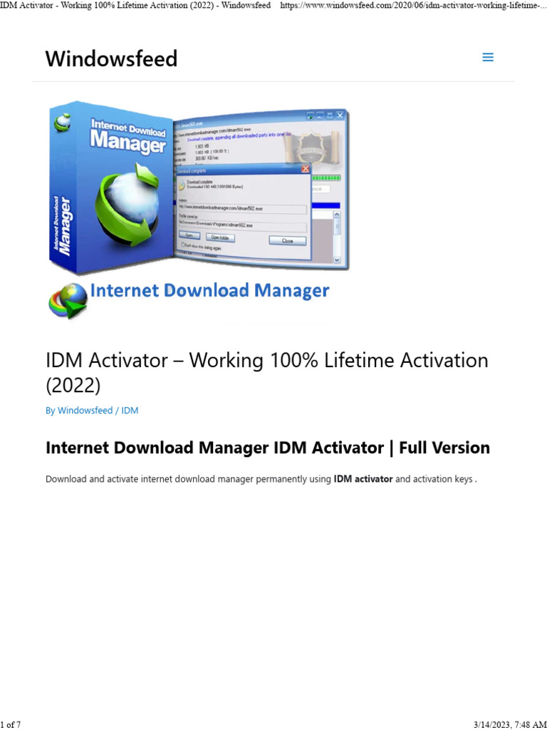 IDM Activator - Working 100 - Lifetime Activation (2022) - Windowsfeed ...