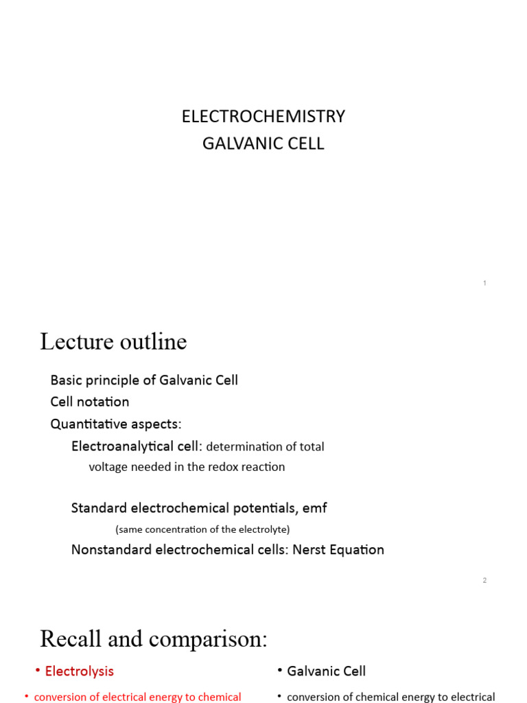 Understanding Galvanic Cells and Reactions | PDF | Electrochemistry | Redox