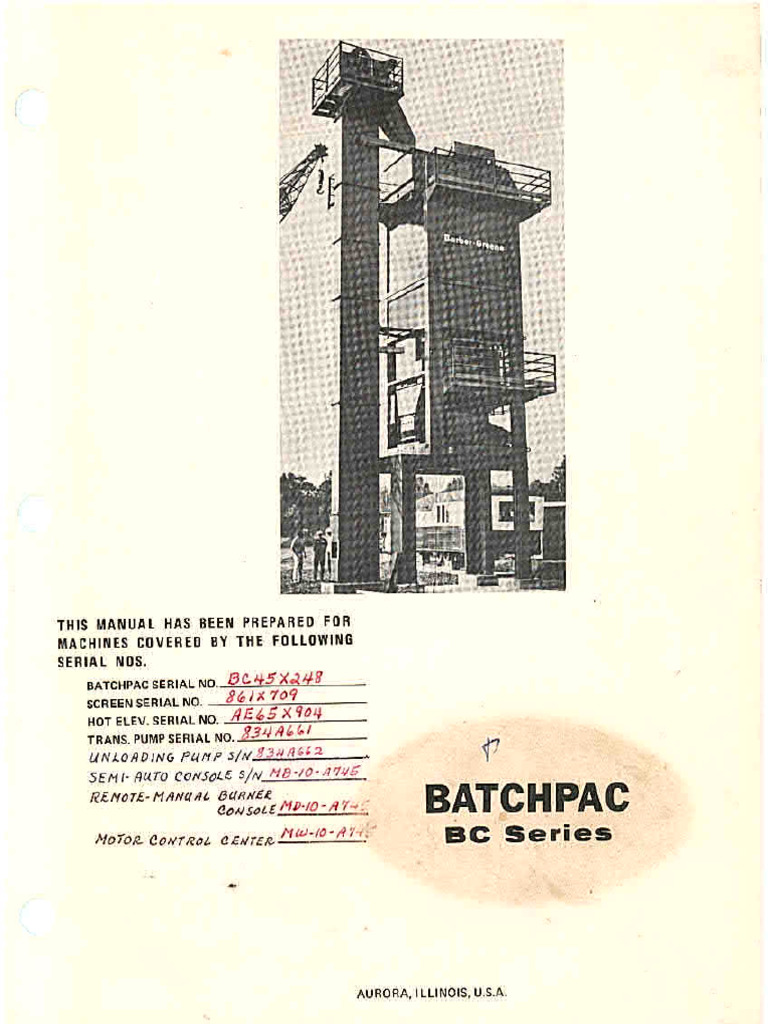 Manual Parts Batchpac BC Series | PDF